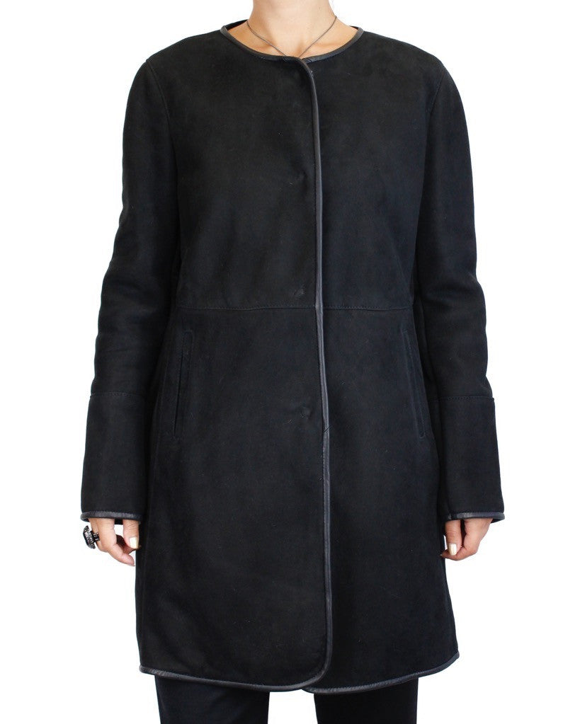 DI BELLO - BLACK MERINO SHEARLING COAT, JACKET - MADE IN ITALY – The ...